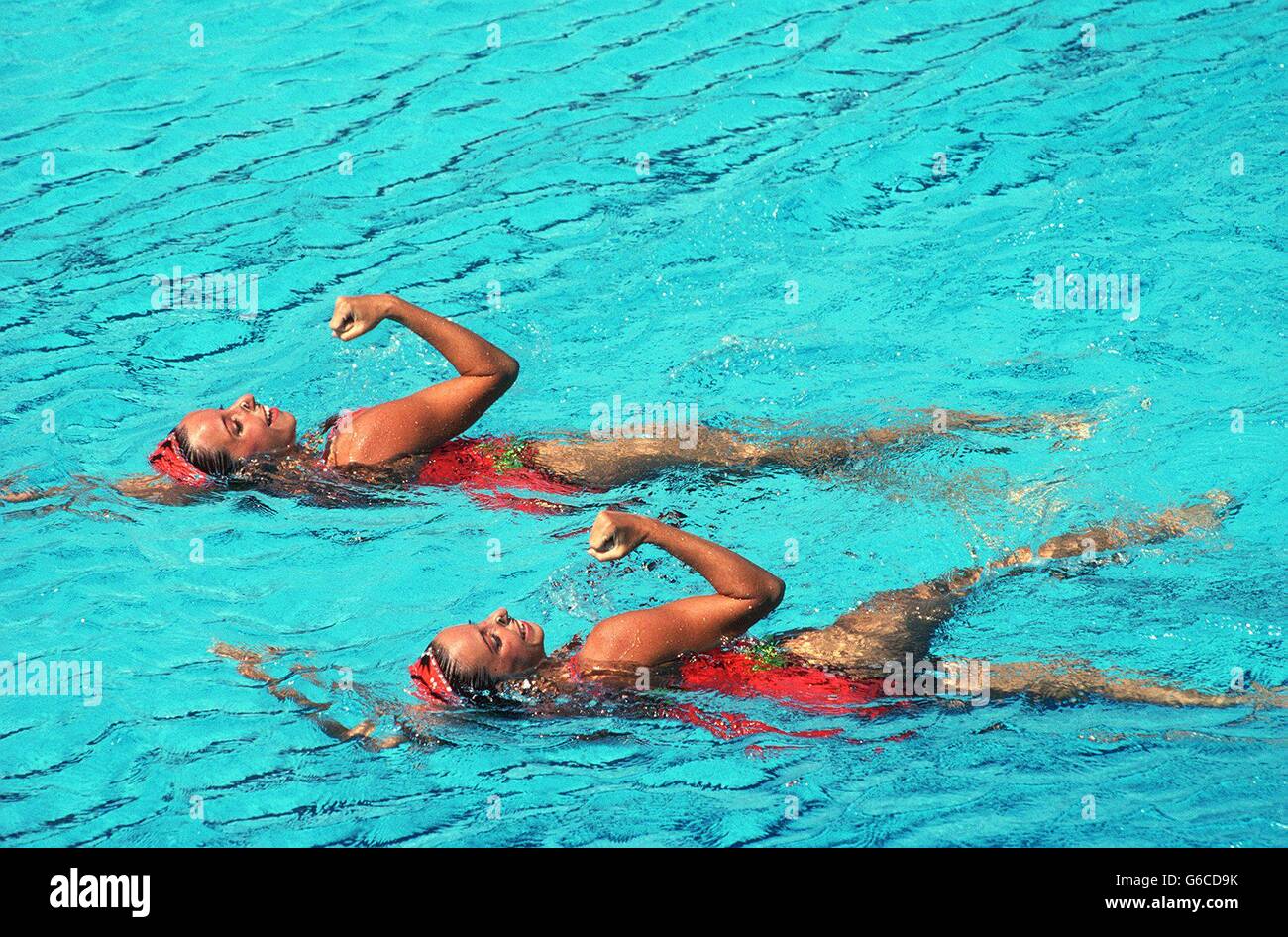 Synchronized Swimming ... Barcelona Olympics Stock Photo - Alamy