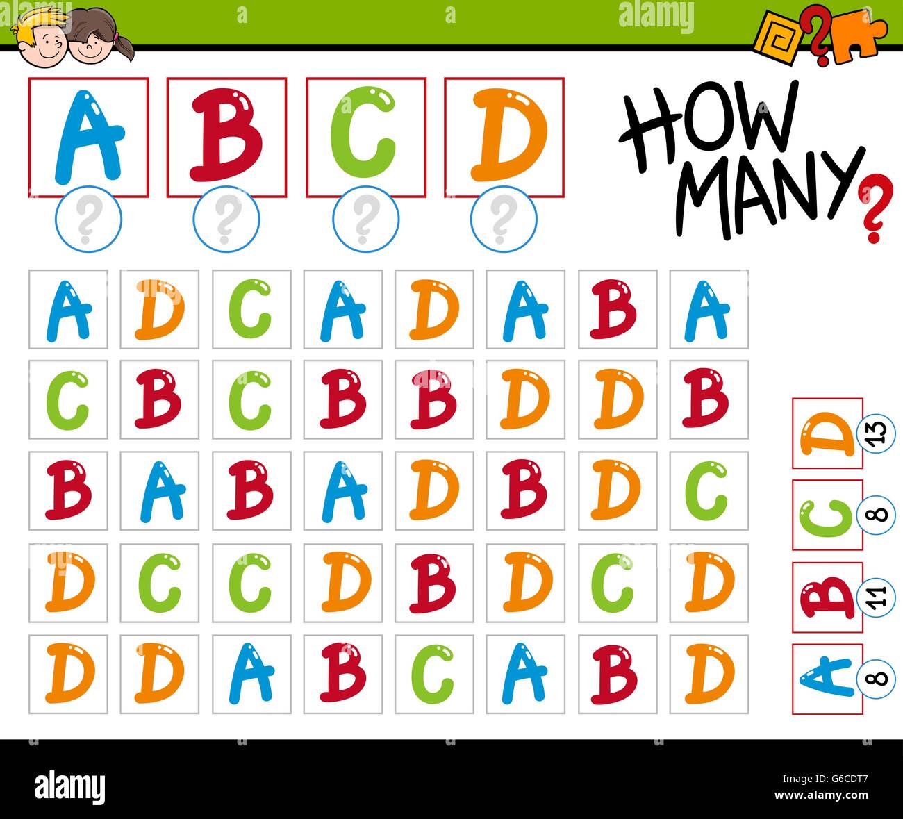 Cartoon Illustration of Educational Counting Activity Task for ...