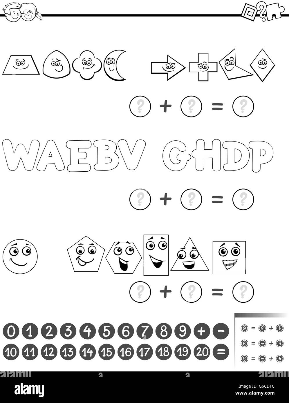 Black and White Cartoon Illustration of Educational Mathematical ...