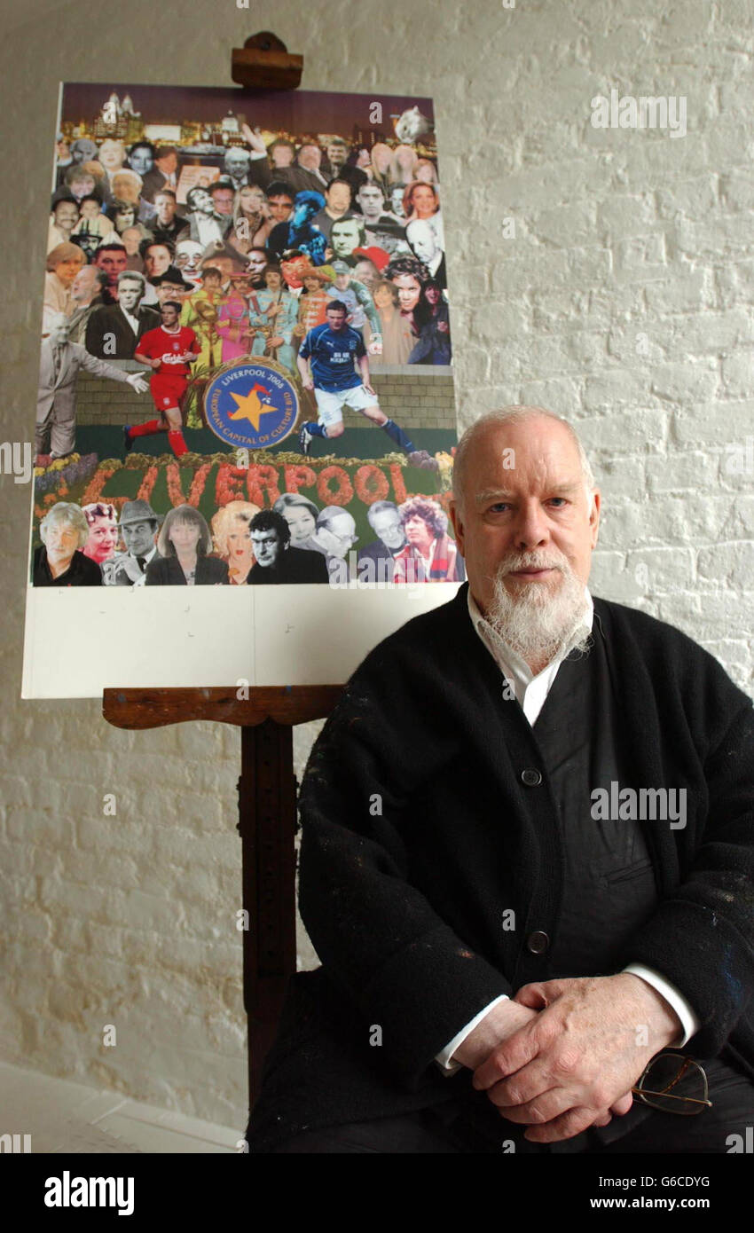 Artist Sir Peter Blake with his revamped iconic Sgt Pepper album sleeve ...