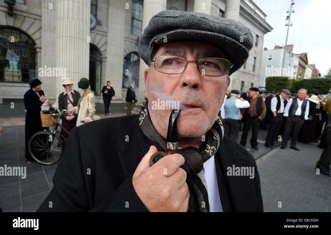 Tony Lynch, dressed in period costume as a Dublin docker, as part of ...