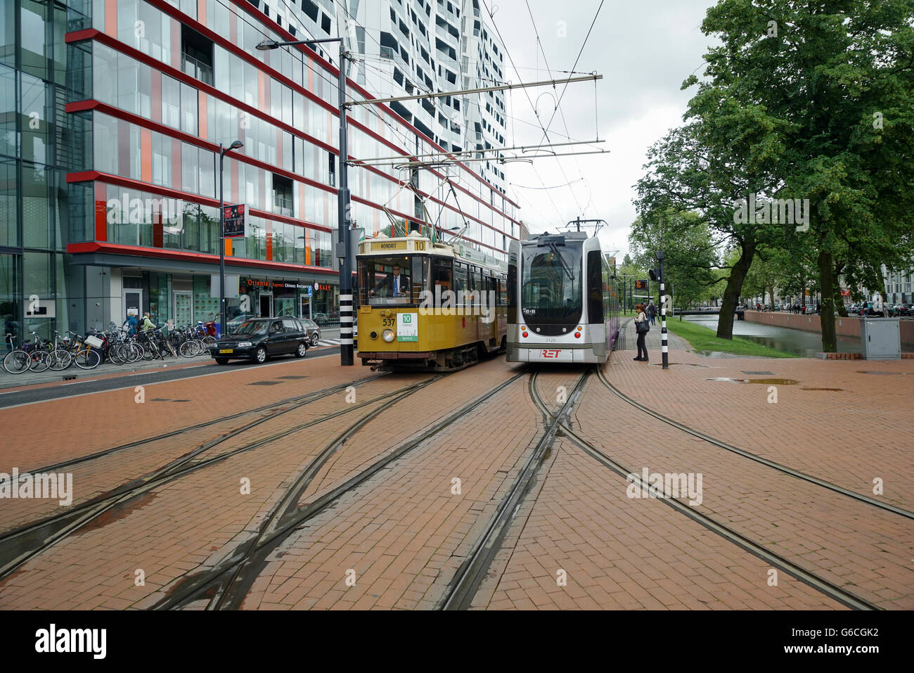 Rotterdam City Sighseeing Vintage Tram and Modern RET Citadis 302 Unit ...