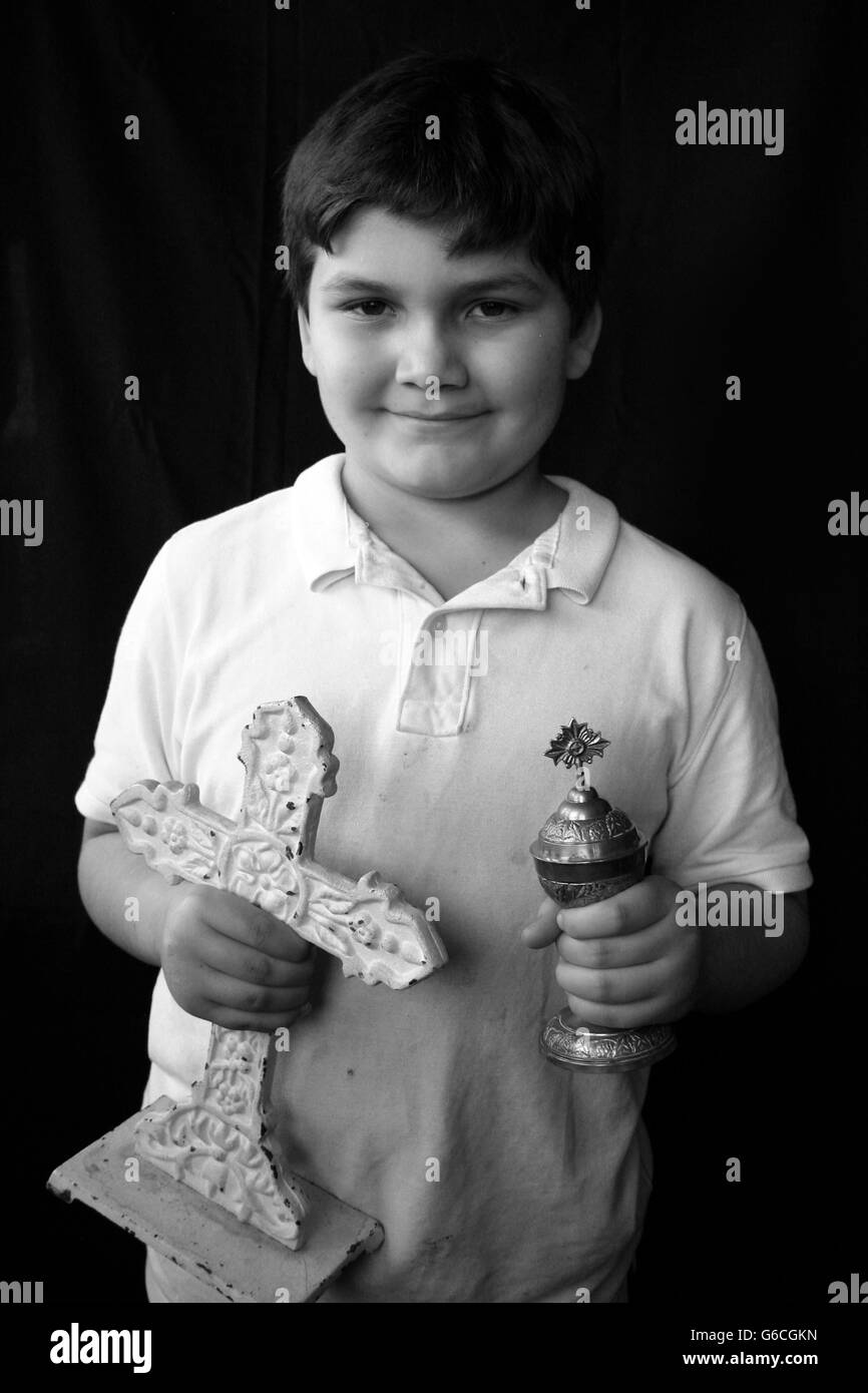 Portrait of catholic school boy Stock Photo - Alamy