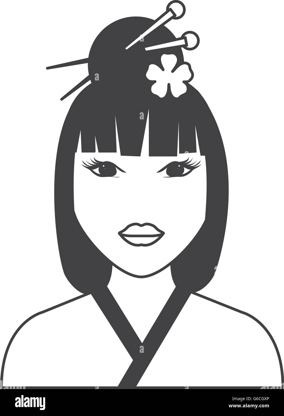 Traditional woman icon. Japan culture. Vector graphic Stock Vector ...