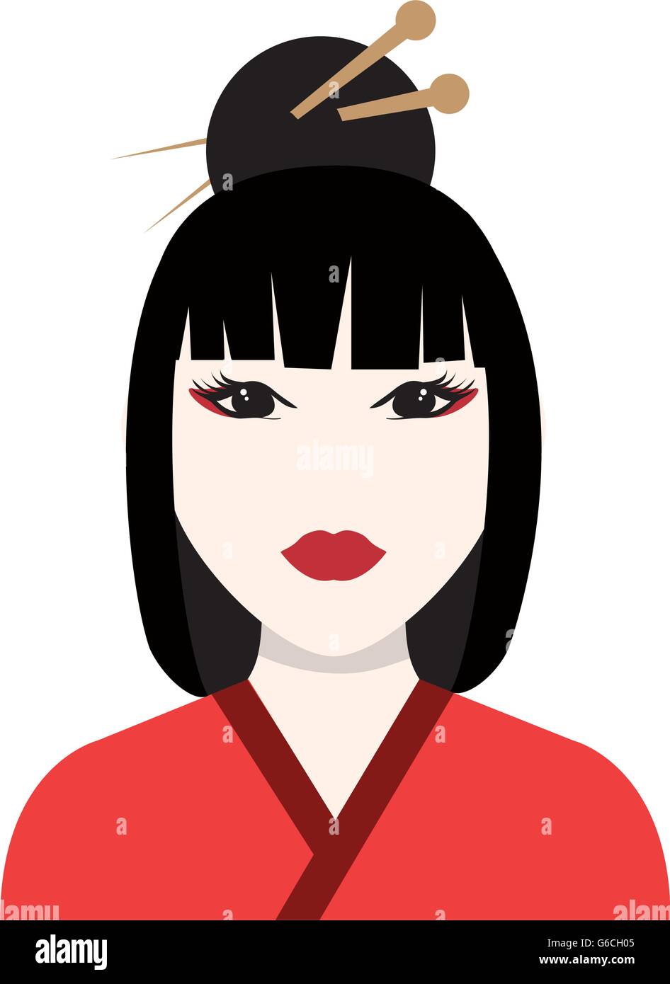 Traditional woman icon. Japan culture. Vector graphic Stock Vector ...