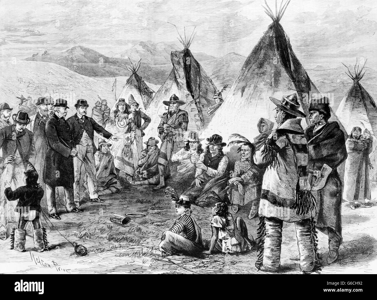 1890s US GOVERNMENT OFFICIALS MEETING WITH SIOUX & CHEYENNE WHO HAVE ...
