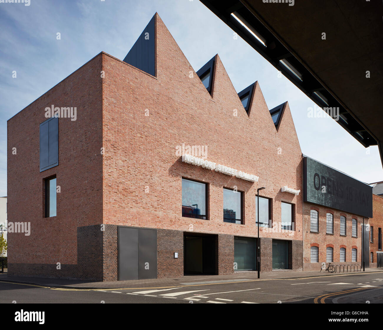 Angled partial view from under bridge without people. Newport Street ...