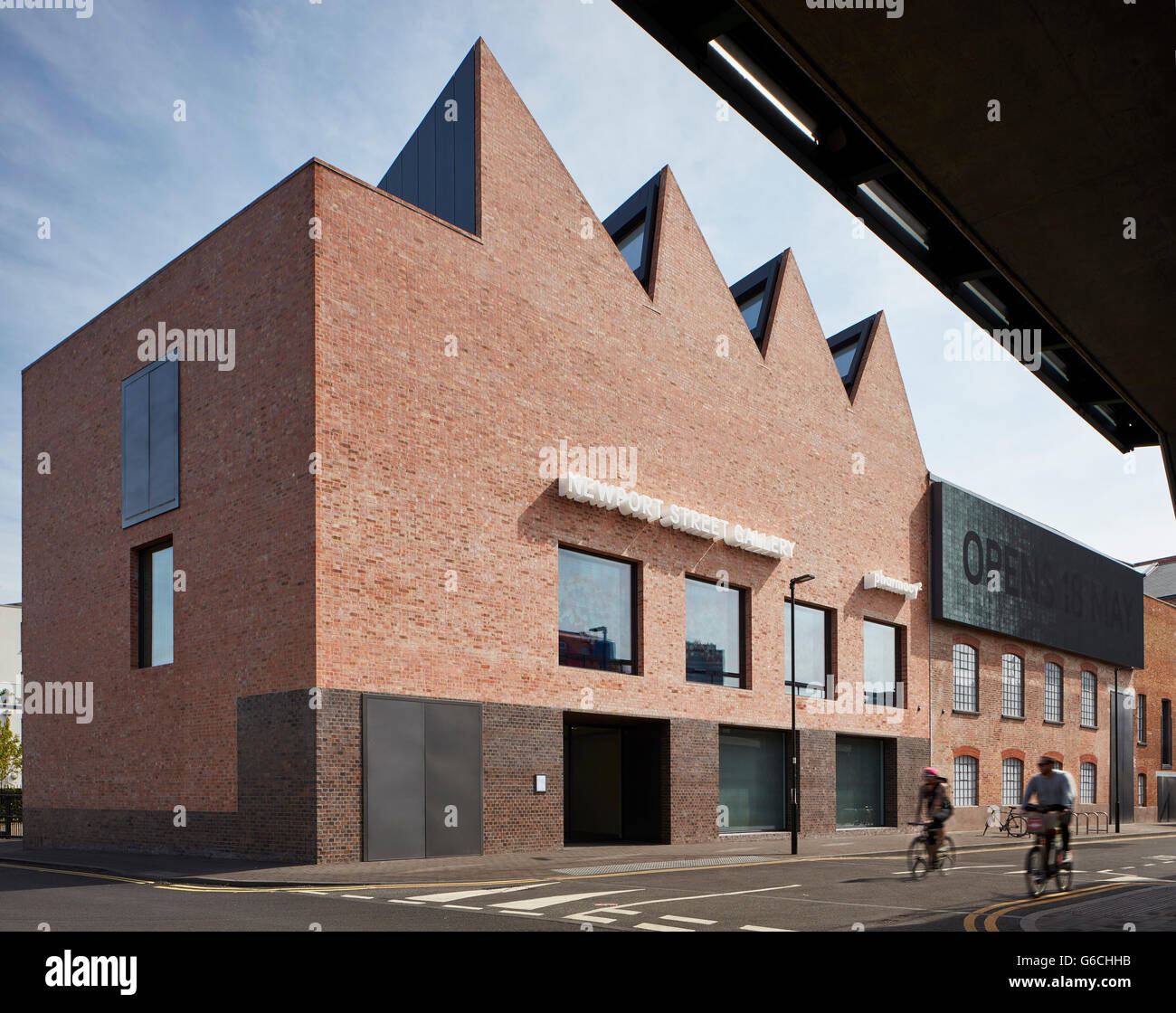Angled partial view from under bridge with cyclists. Newport Street ...