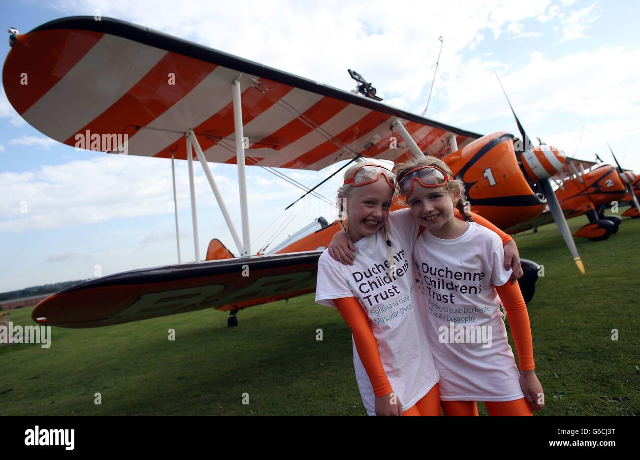 Nine-year-old cousins Rose Powell (left) and Flame Brewer prepare to go ...
