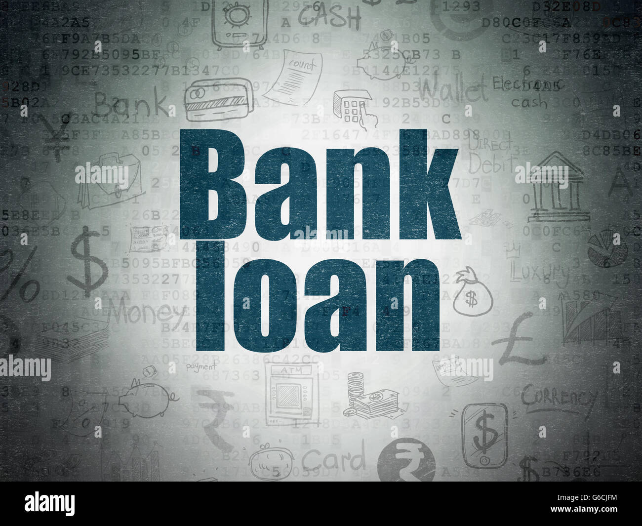 Money concept: Bank Loan on Digital Data Paper background Stock Photo ...