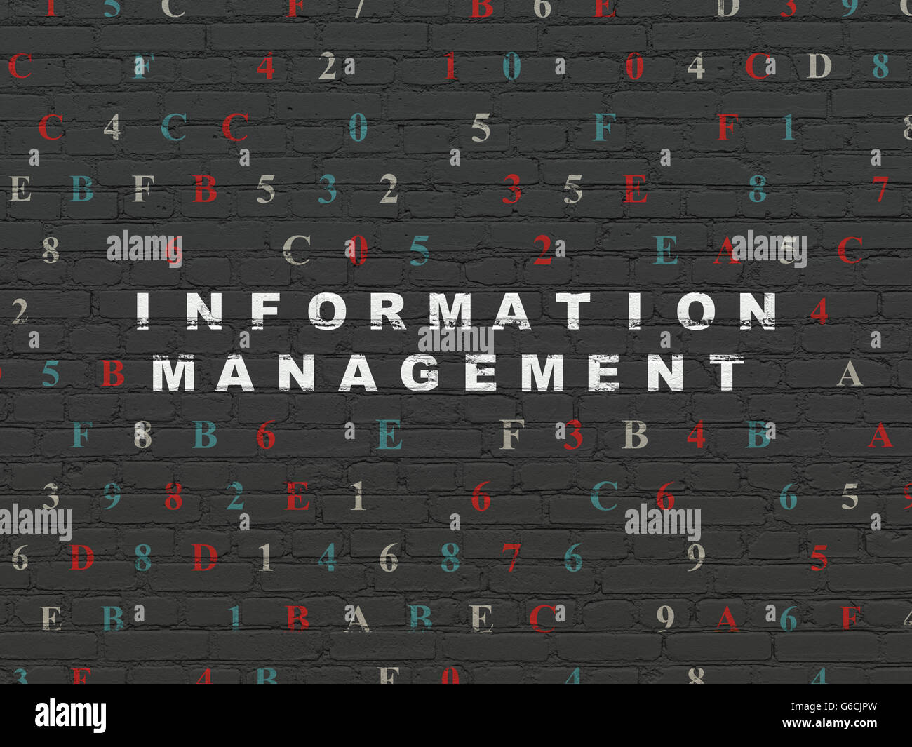 Data concept: Information Management on wall background Stock Photo - Alamy