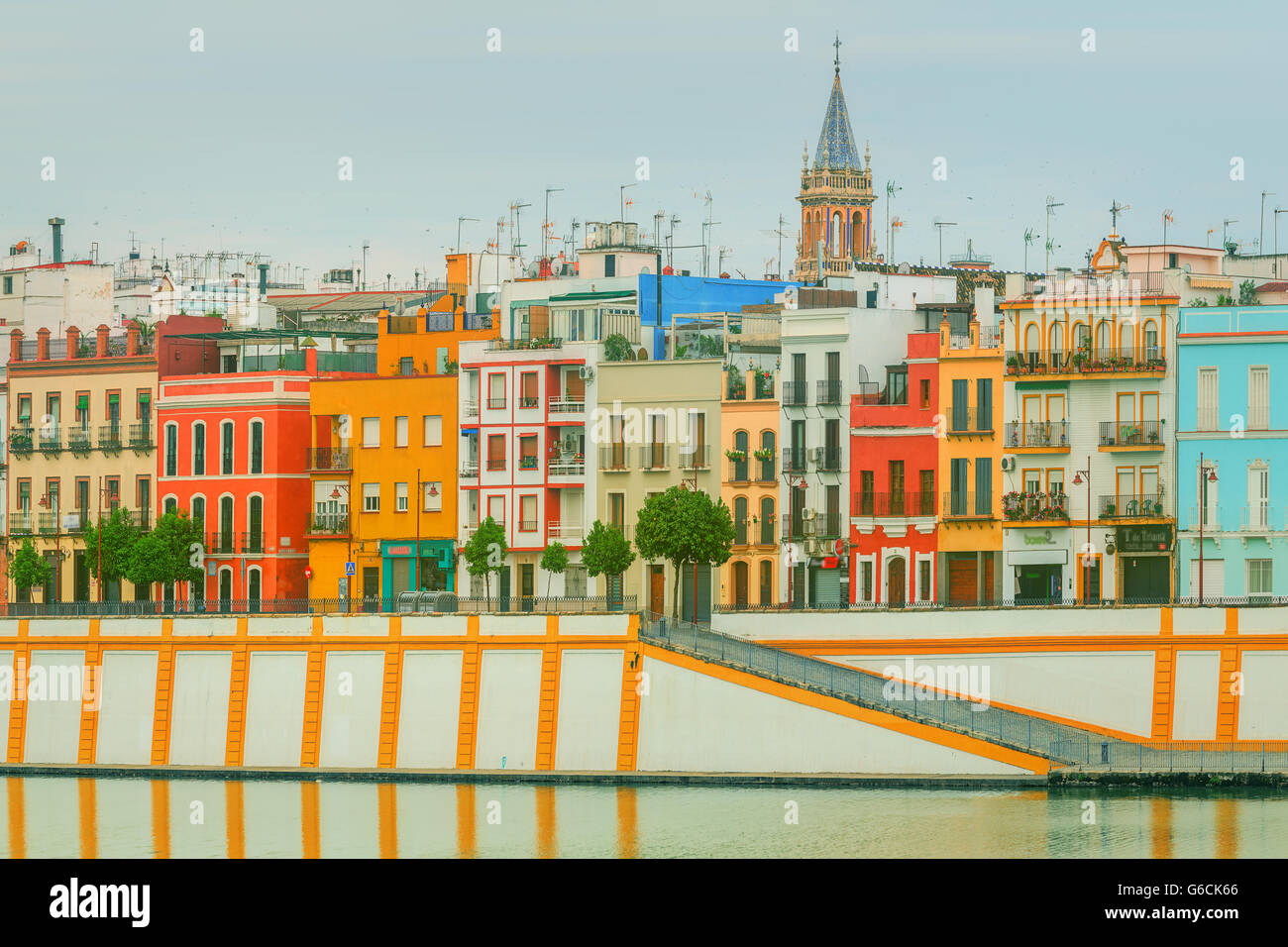 Seville panoramic cityscape with historical buildings, city skyline ...