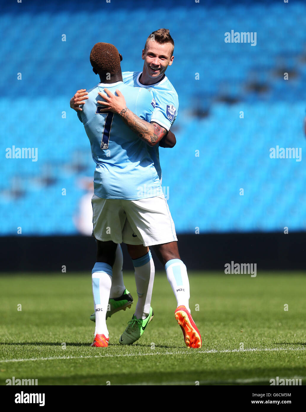 Manchester City's Albert Rusnak celebrates scoring his second goal with ...