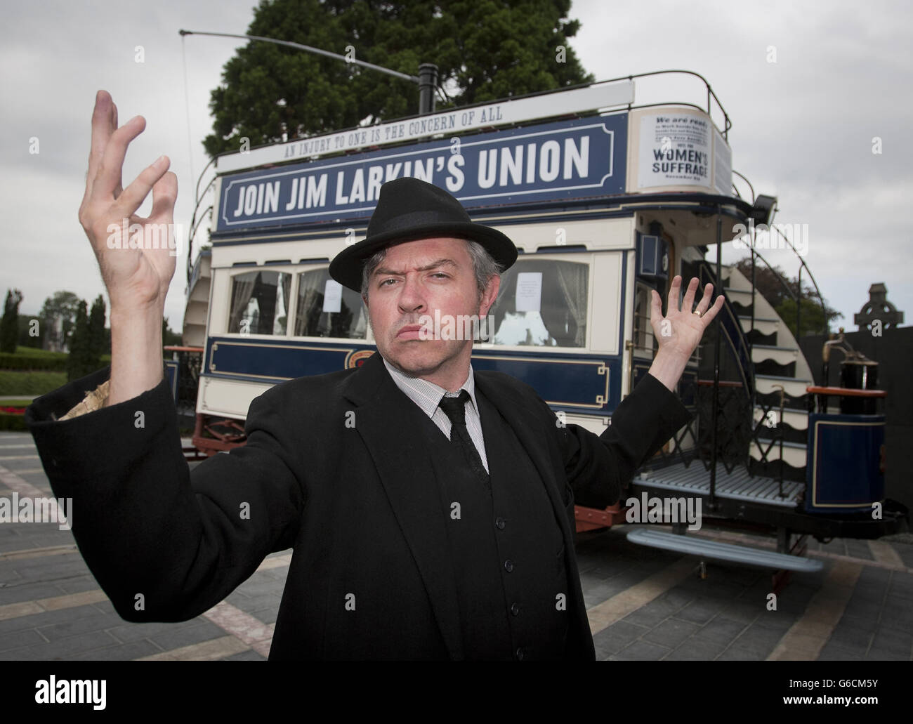 Actor Jim Roche before reading aloud trade union leader Jim Larkin's ...