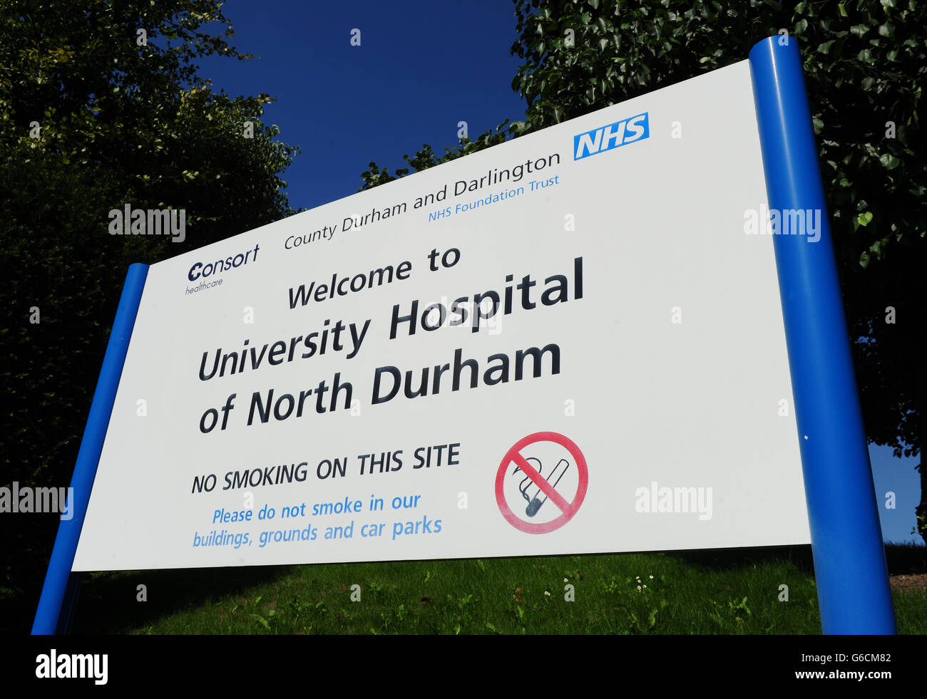 A general view showing a sign for the University Hospital of North ...
