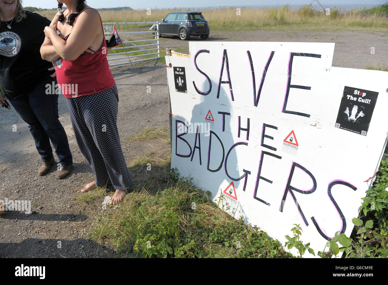 A sign outside "Camp Badger" near Watchet in Somerset where protesters ...