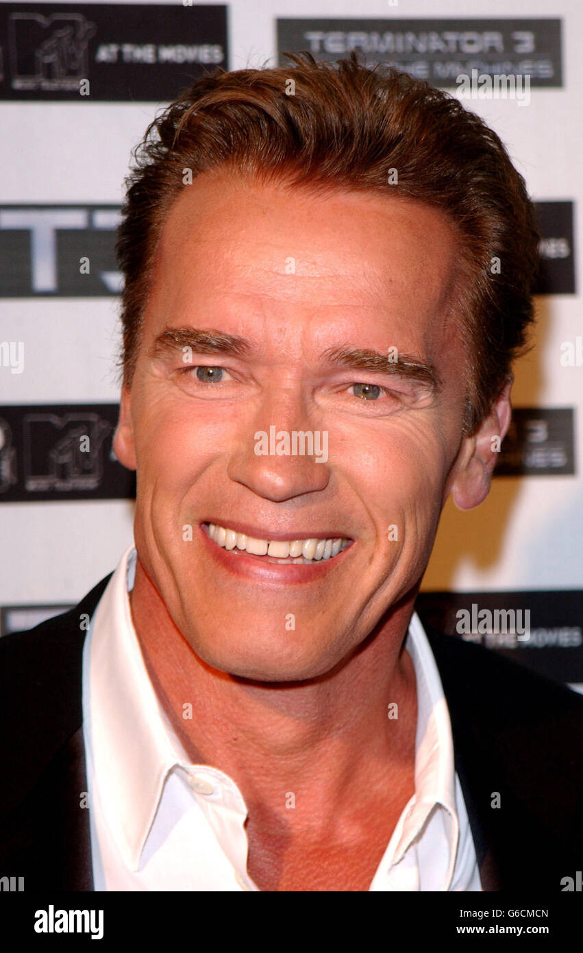 Actor Arnold Schwarzenegger arrives at the MTV - Terminator3 Party ...