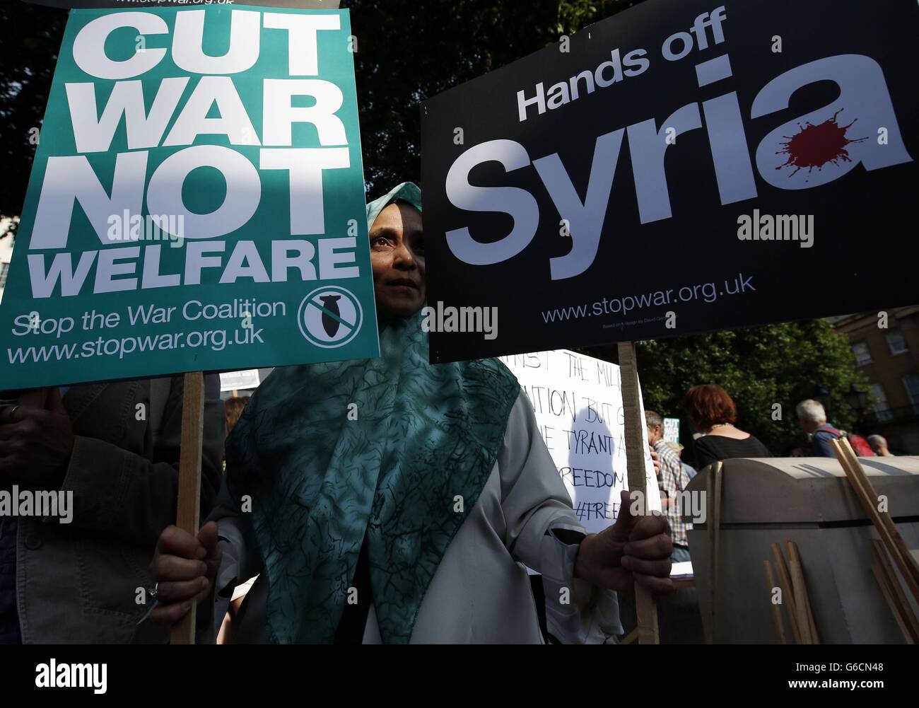 Activist with placards hi-res stock photography and images - Alamy
