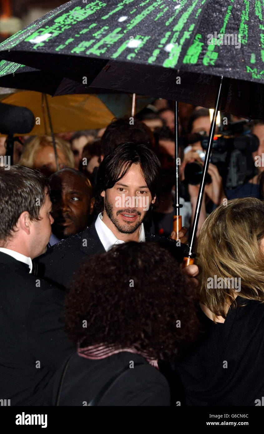 Keanu Reeves arriving for the UK premiere of The Matrix Reloaded at the ...