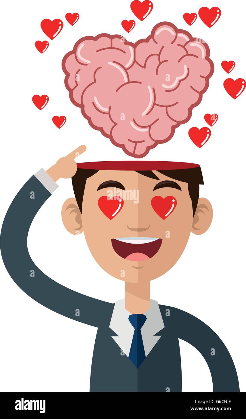 person with open head and heart shaped brain coming out Stock Vector ...