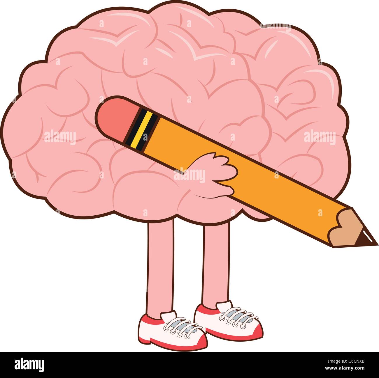 human brain with pencil icon Stock Vector Image & Art - Alamy
