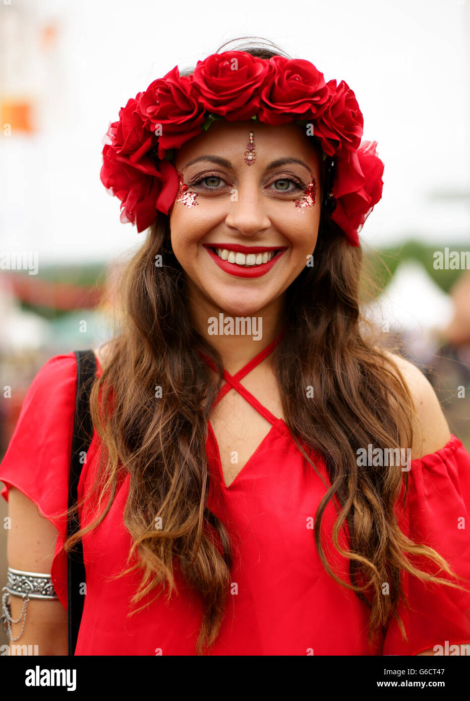 Helena Asprou, age 27 from London at the Glastonbury Festival, at ...