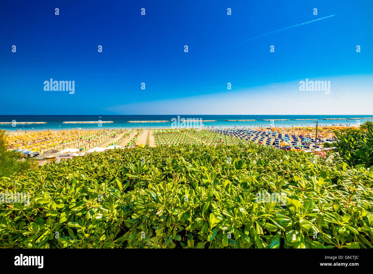 colorful view of the beaches of the Marche region in Italy papered by ...
