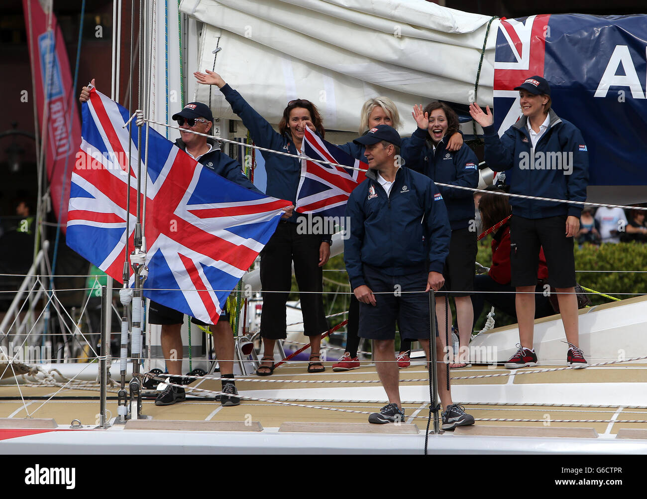 Great Britain crew members during the start of the Clipper Round the ...