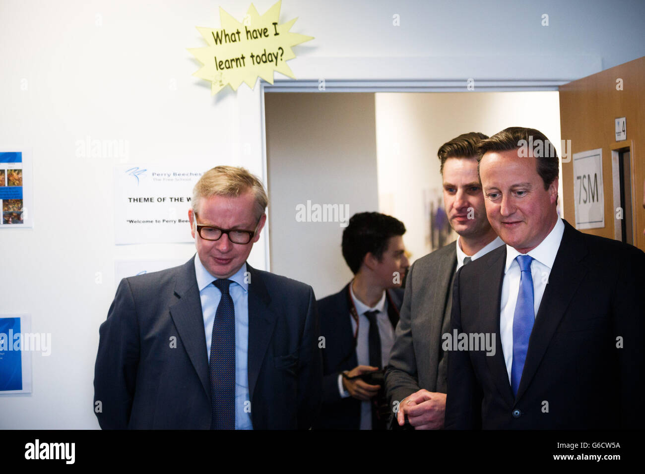 Prime Minister David Cameron (right) and Education Secretary Michael ...