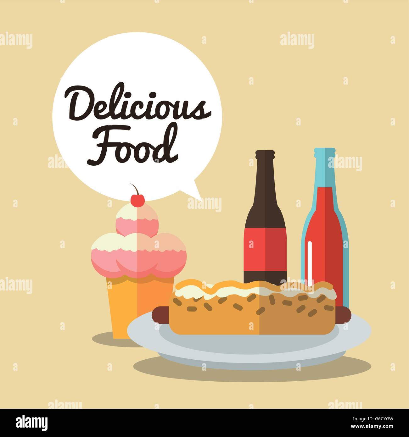 Delicius food. ice cream and hot dog. graphic vector Stock Vector Image ...