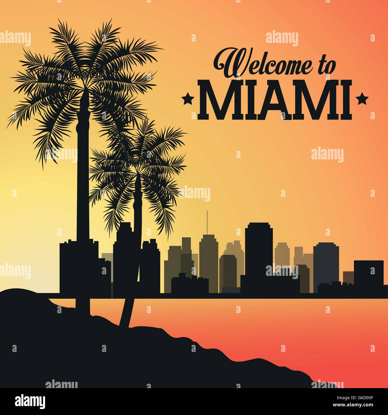 Miami florida design. Palm tree and City icon. Vector graphic Stock ...