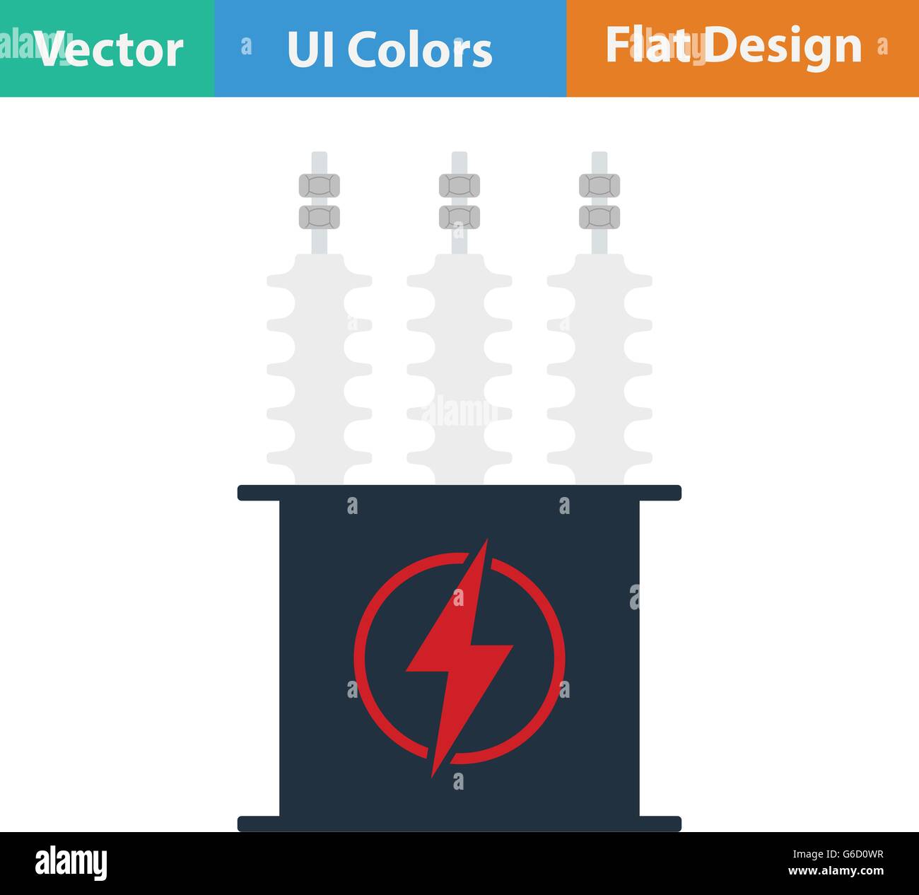 Electric transformer icon. Flat color design. Vector illustration Stock ...