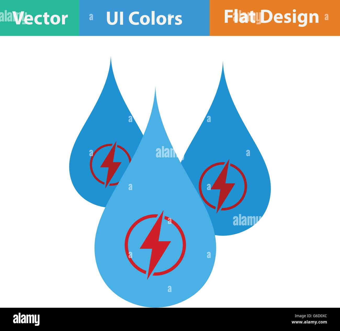 Hydro energy drops icon. Flat color design. Vector illustration Stock ...