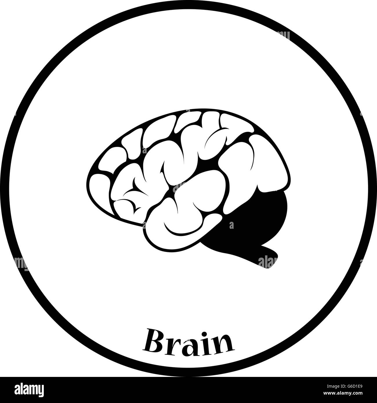 Brain icon. Thin circle design. Vector illustration Stock Vector Image ...