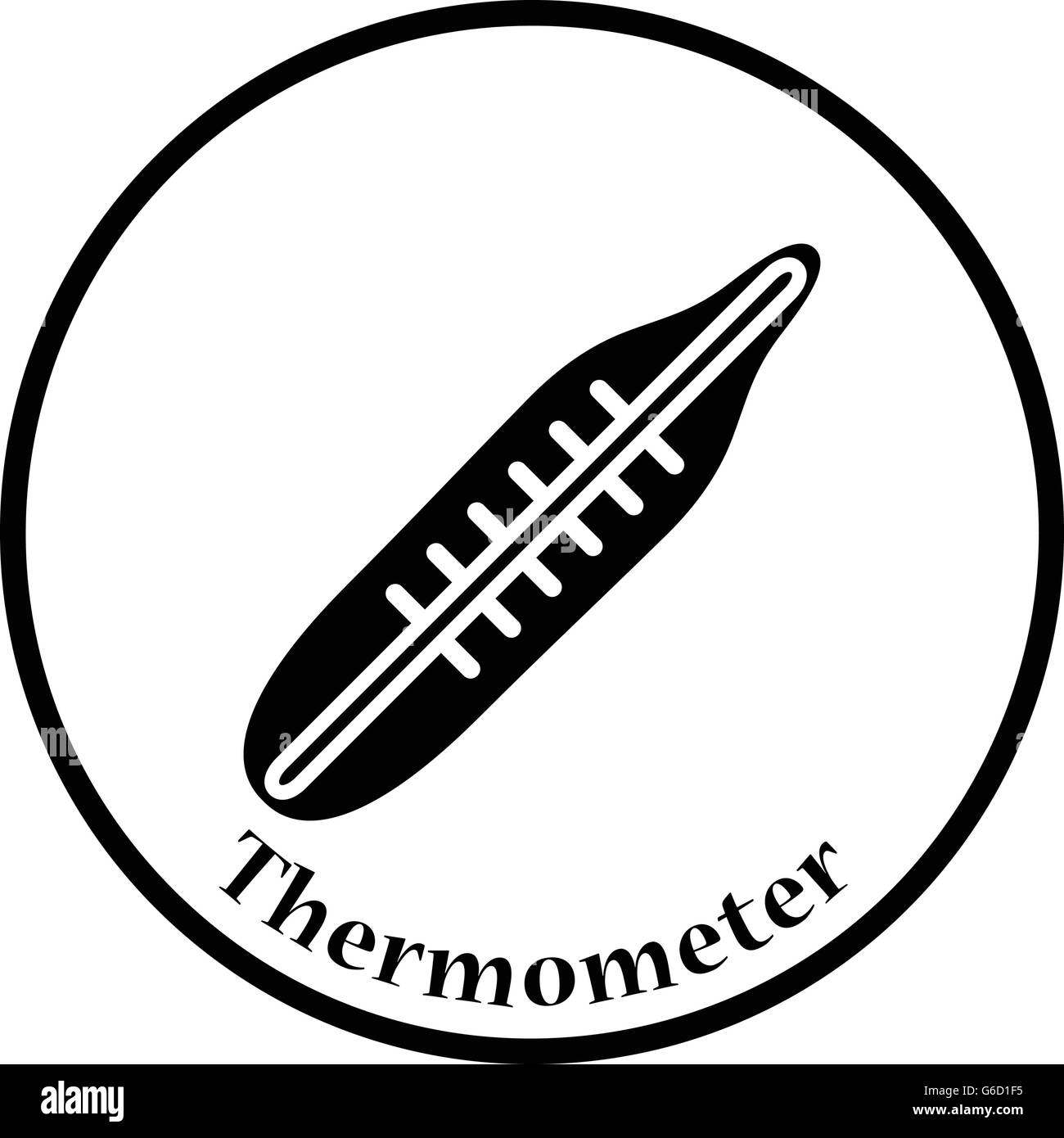 Medical thermometer icon. Thin circle design. Vector illustration Stock ...