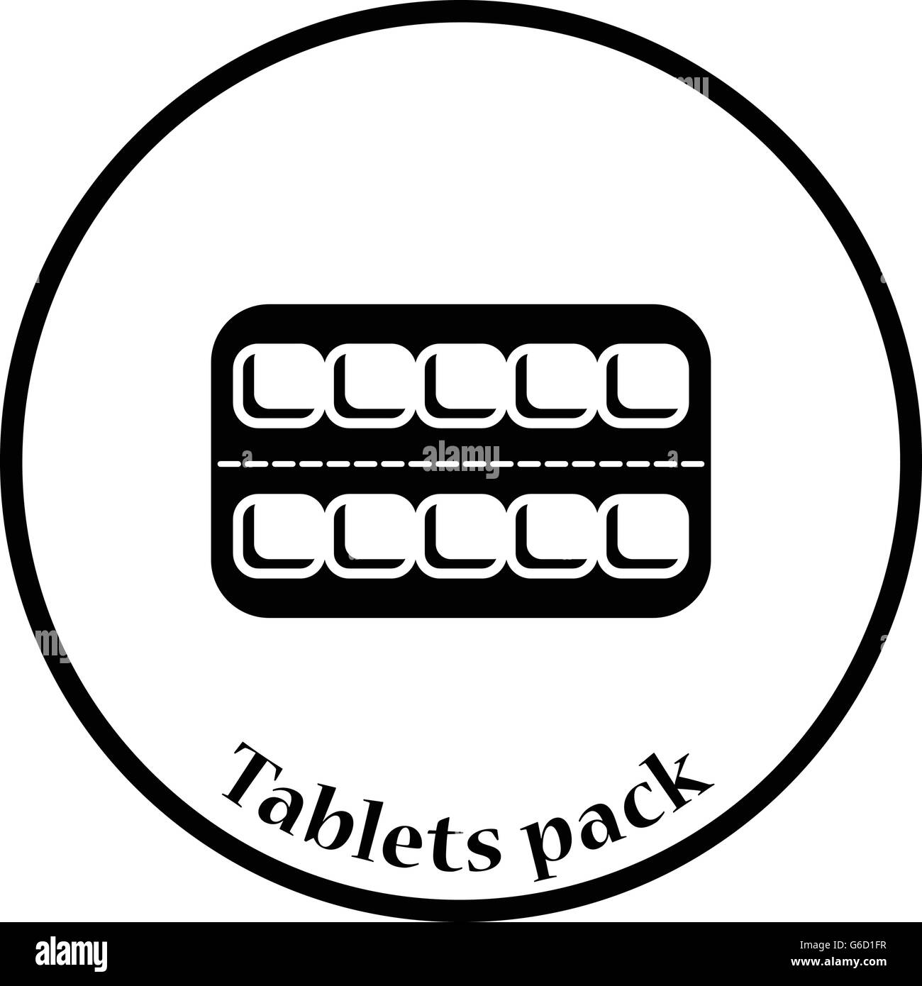 Tablets pack icon. Thin circle design. Vector illustration Stock Vector ...
