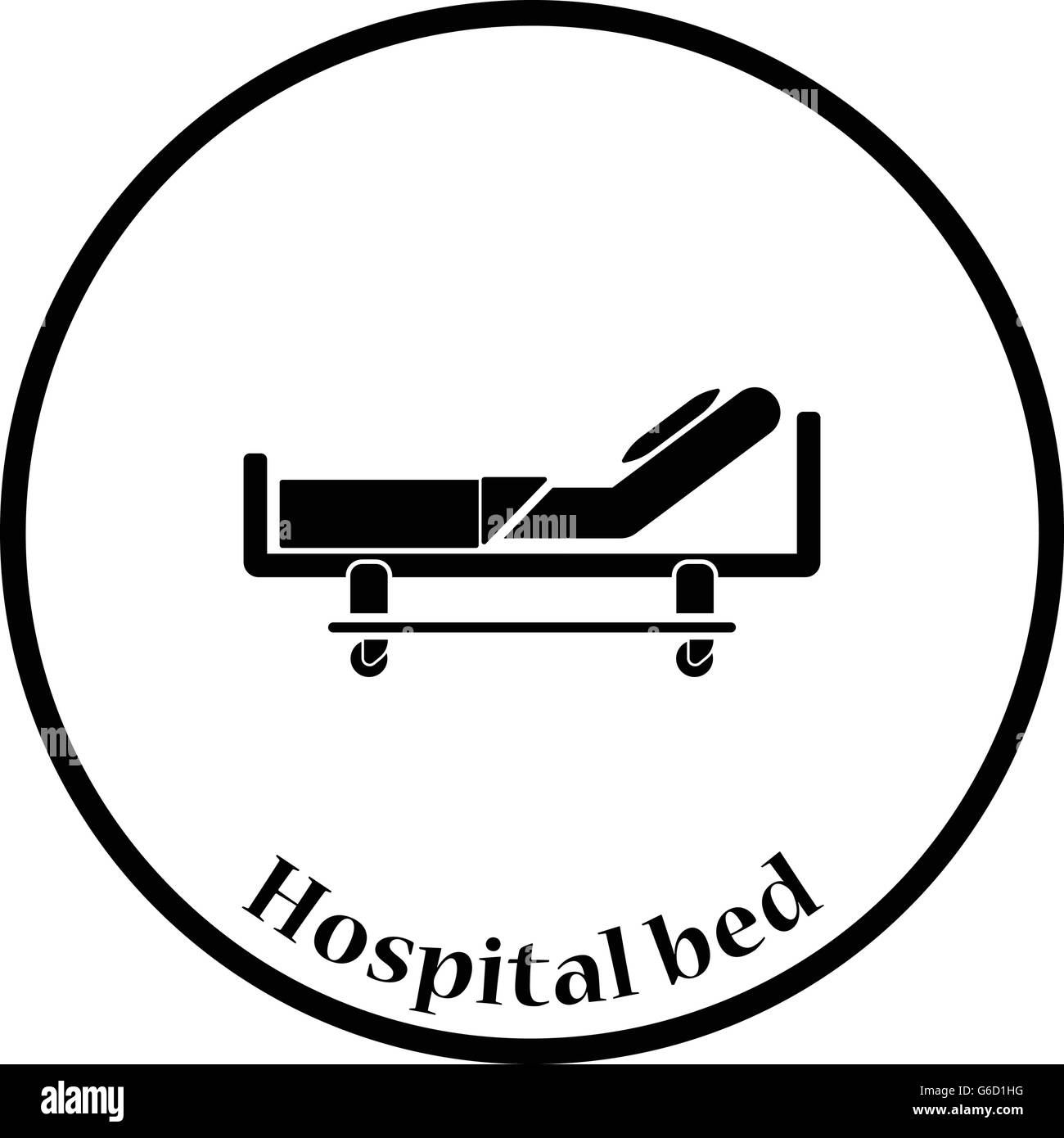 Hospital bed icon. Thin circle design. Vector illustration Stock Vector ...