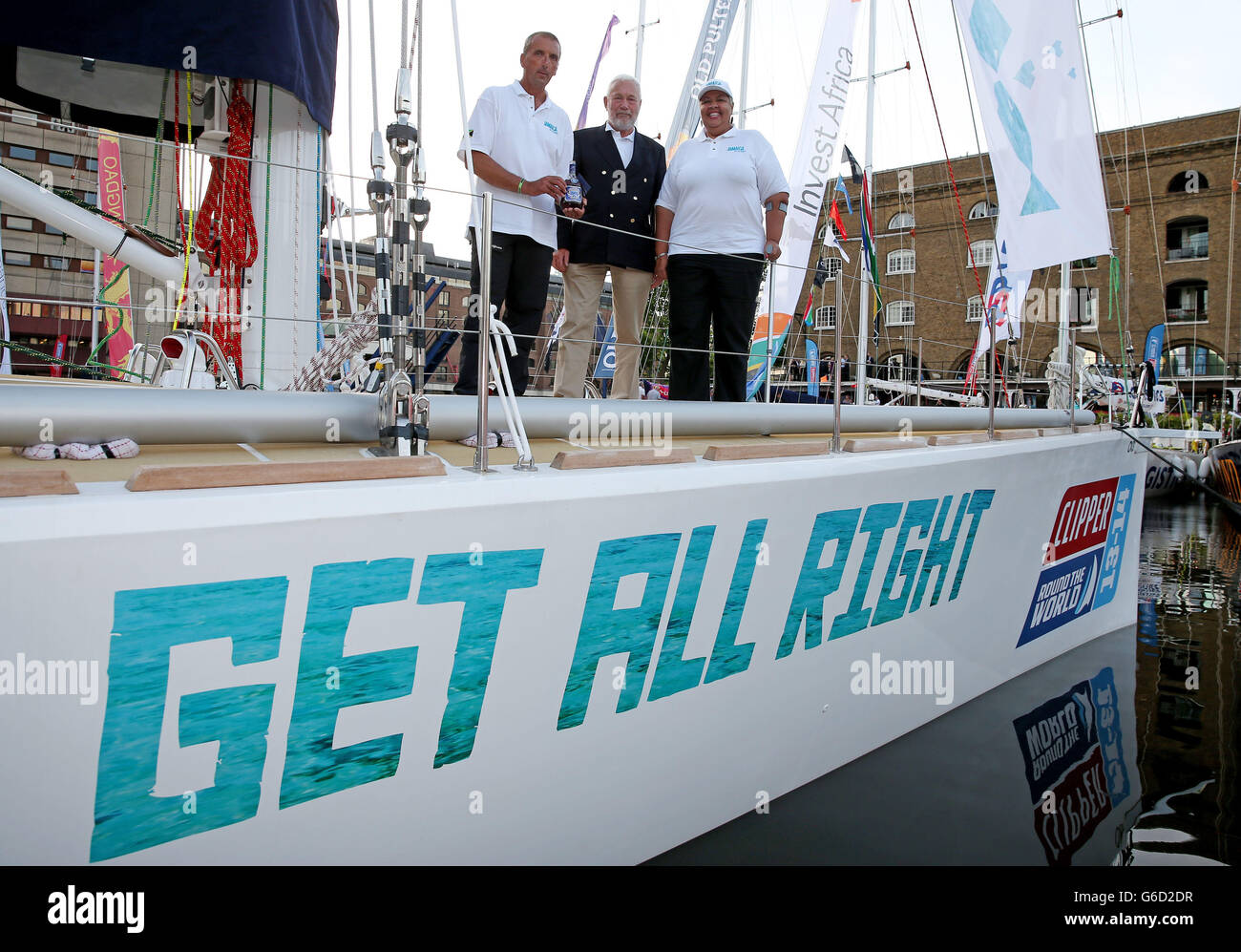 Jamaican skipper pete stirling with clipper race founder hi-res stock ...