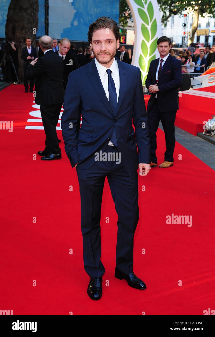 Daniel Bruhl arriving for the premiere of Rush at the Odeon Leicester ...