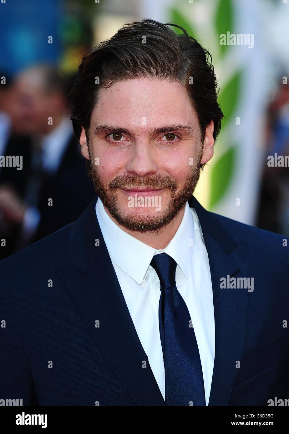 Daniel Bruhl arriving for the premiere of Rush at the Odeon Leicester ...