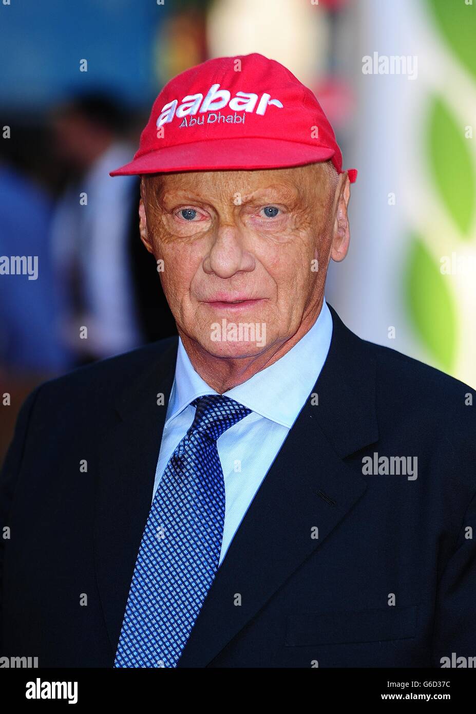 Niki Lauda arriving for the premiere of Rush at the Odeon Leicester ...