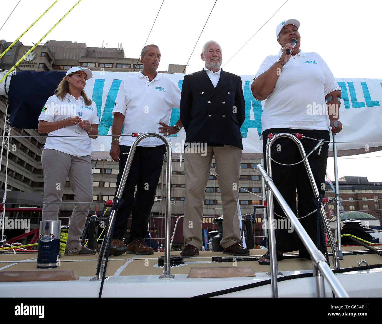 Clipper race founder, Sir Robin Knox-Johnston (second right) and the ...