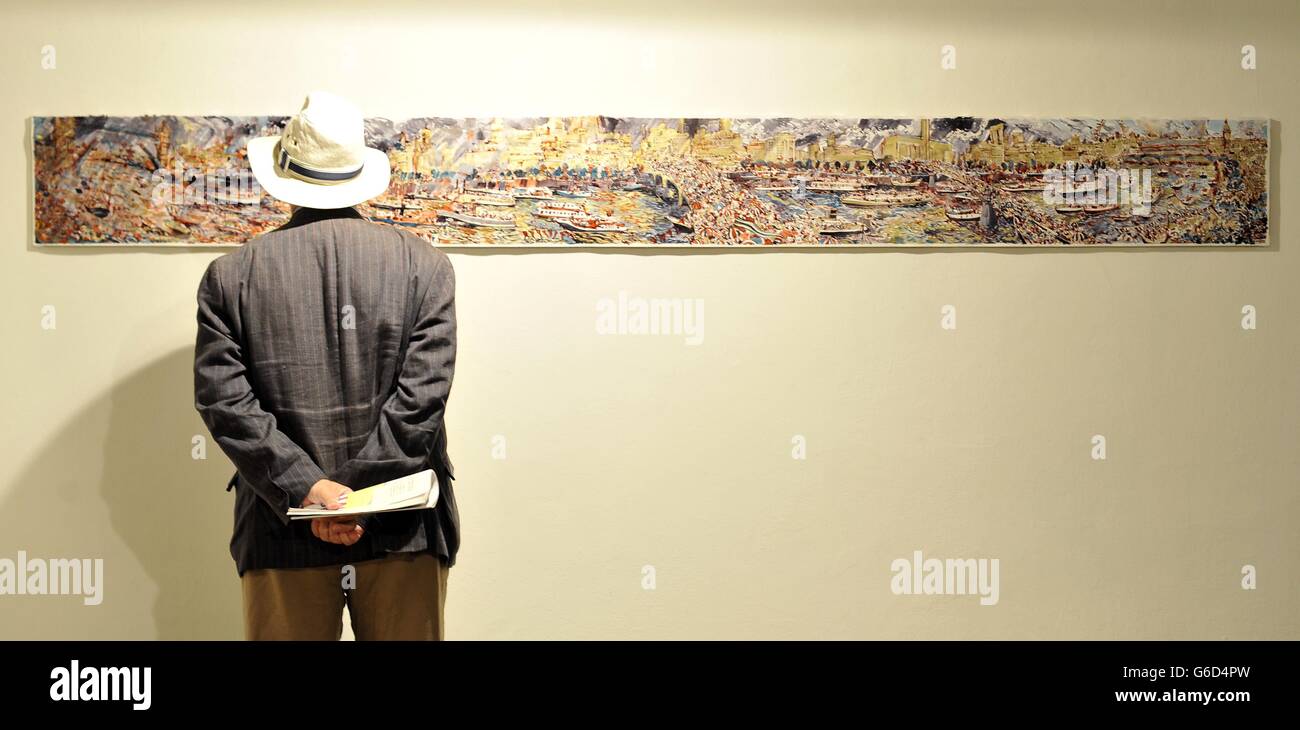 A man looks at River Scroll by artist Max Naylor, as more than fifty ...