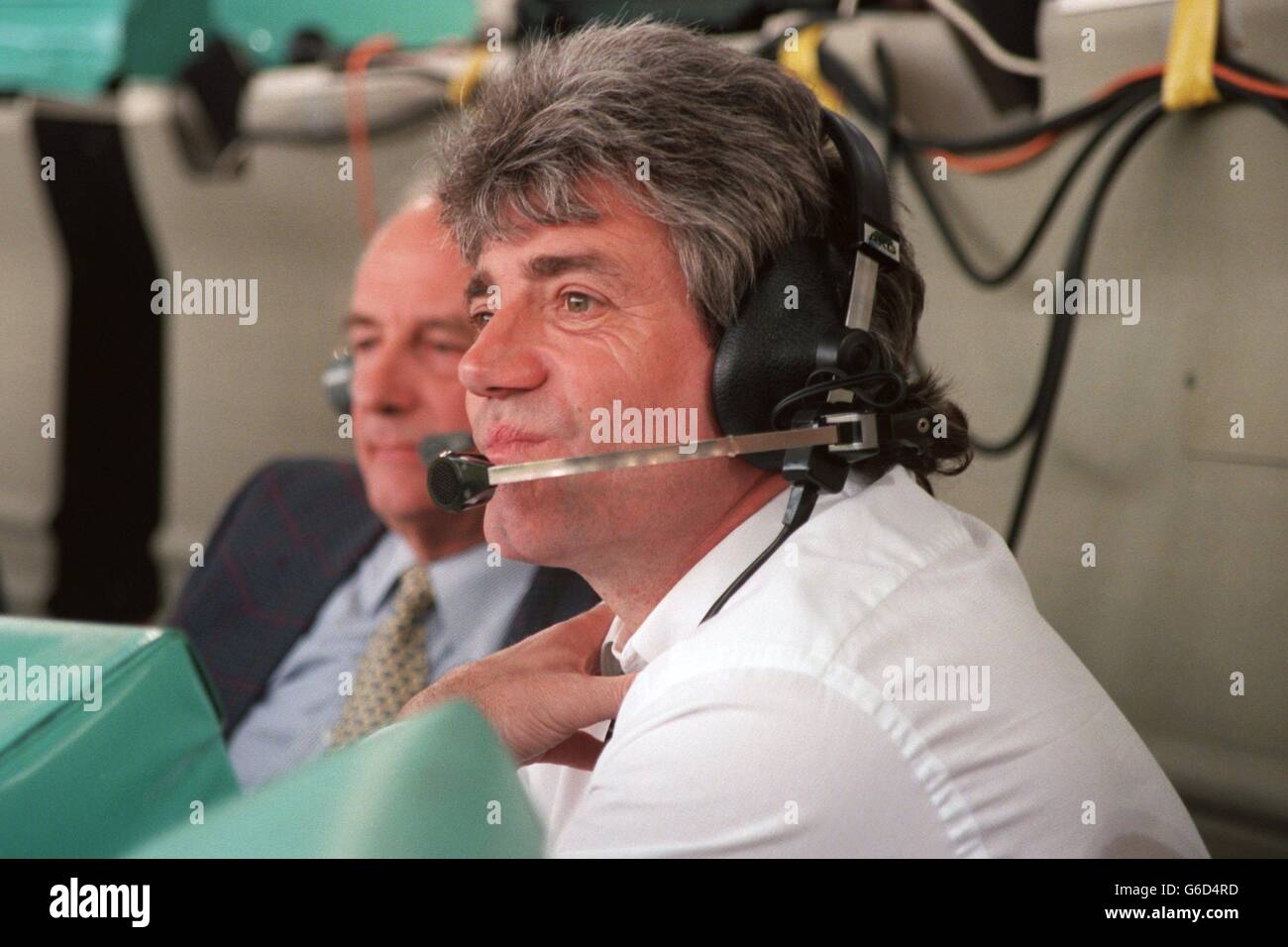 Kevin Keegan and Brian Moore in the commentary position in the ...