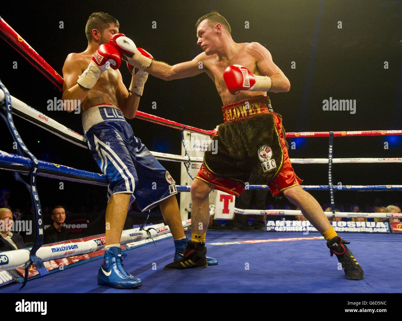 Jonthan Slowey puts Angel Lorente (left) on the ropes during the vacant ...