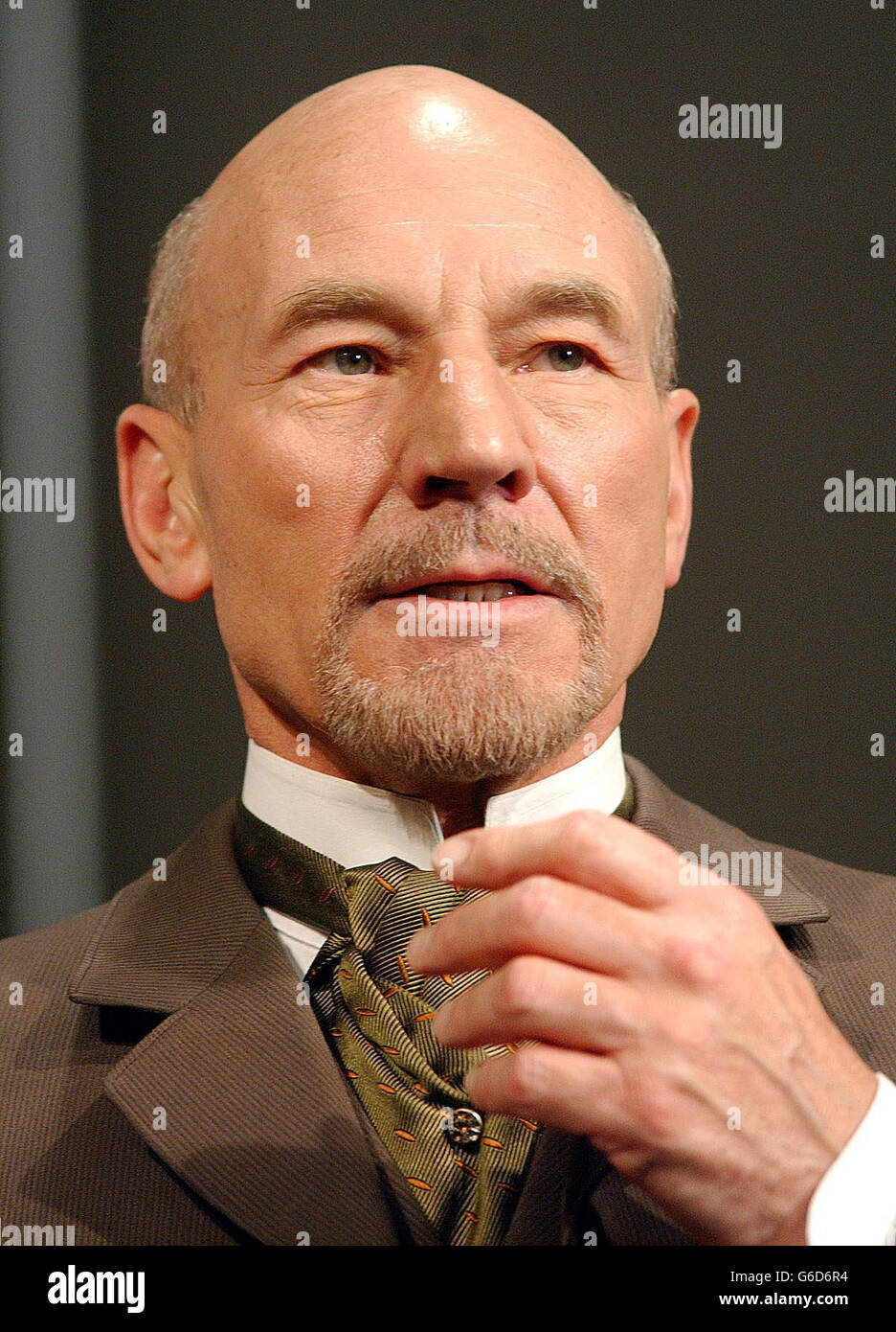 Actor Patrick Stewart performs on stage during a rehearsal of 'The ...