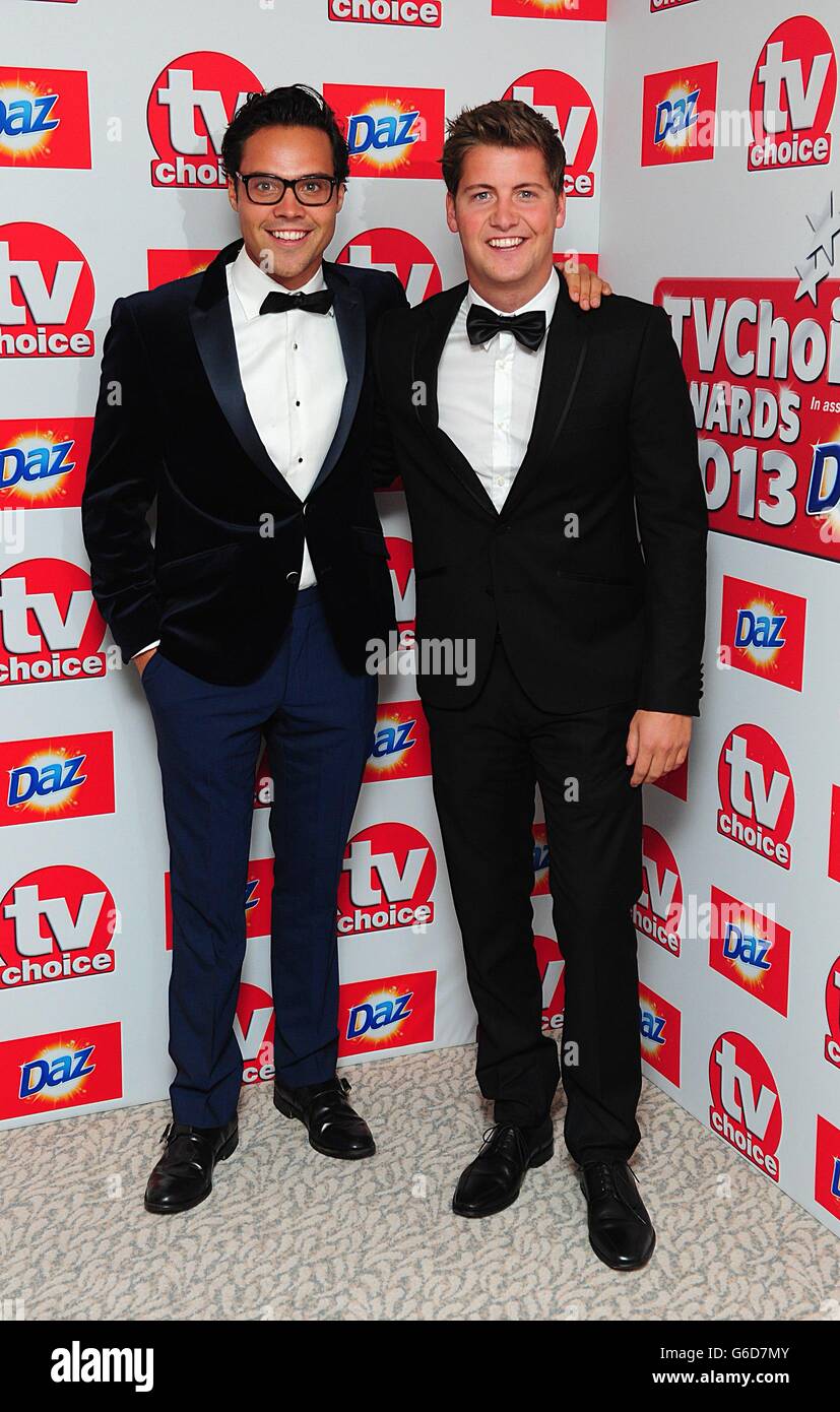 Andy Jordan and Stevie Johnson arriving for the 2013 TV Choice awards ...