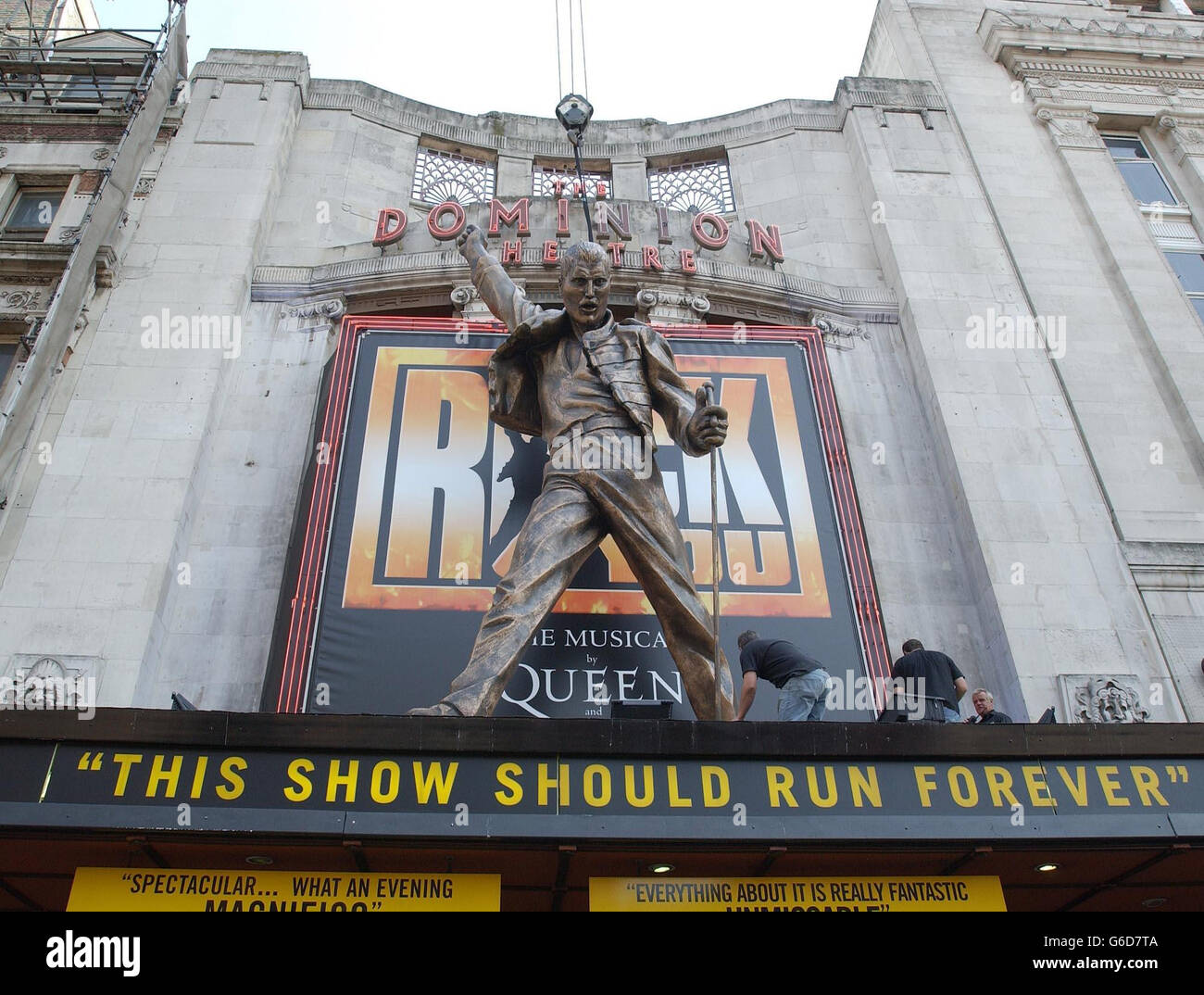 An 8-meter high fibre-glass statue of rock star Freddie Mercury is ...