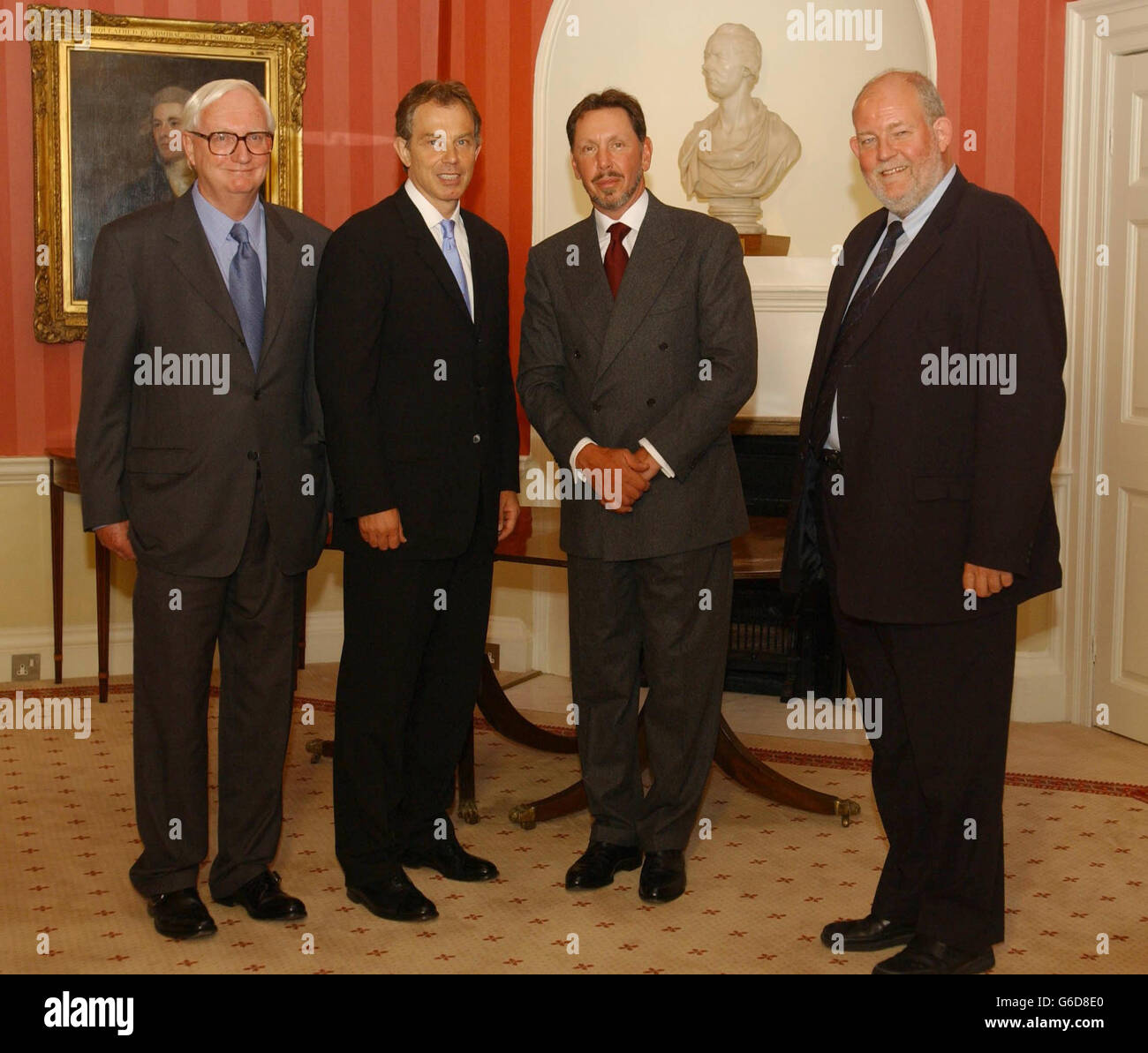 British Prime Minister Tony Blair (2nd left) with (l-r) Sir Cyril ...