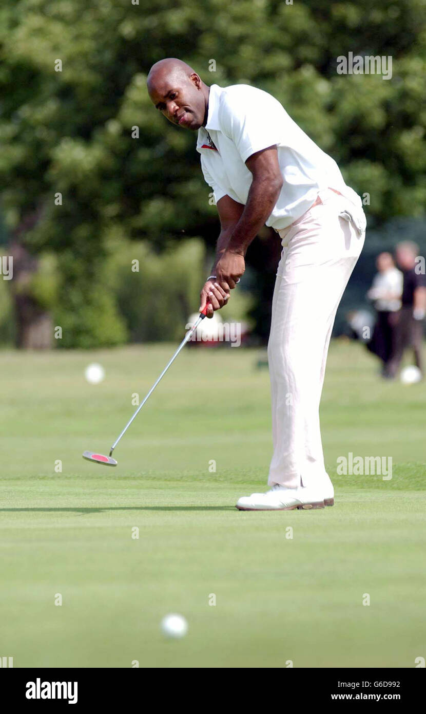 Radio One's DJ Spoony in action during a celebrity golf event in aid of ...